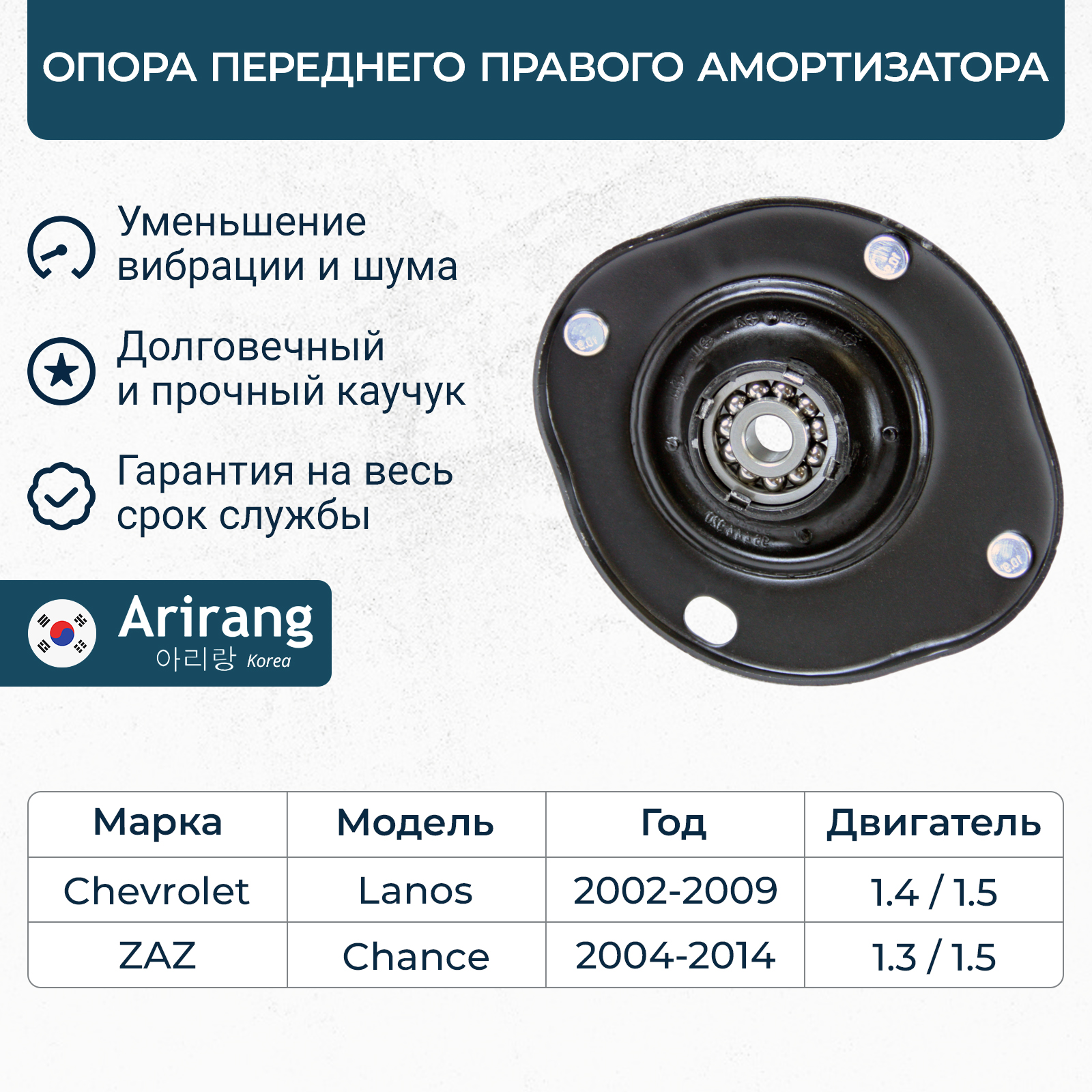 Опора переднего амортизатора правая Chevrolet Lanos, ZAZ Chance ...
