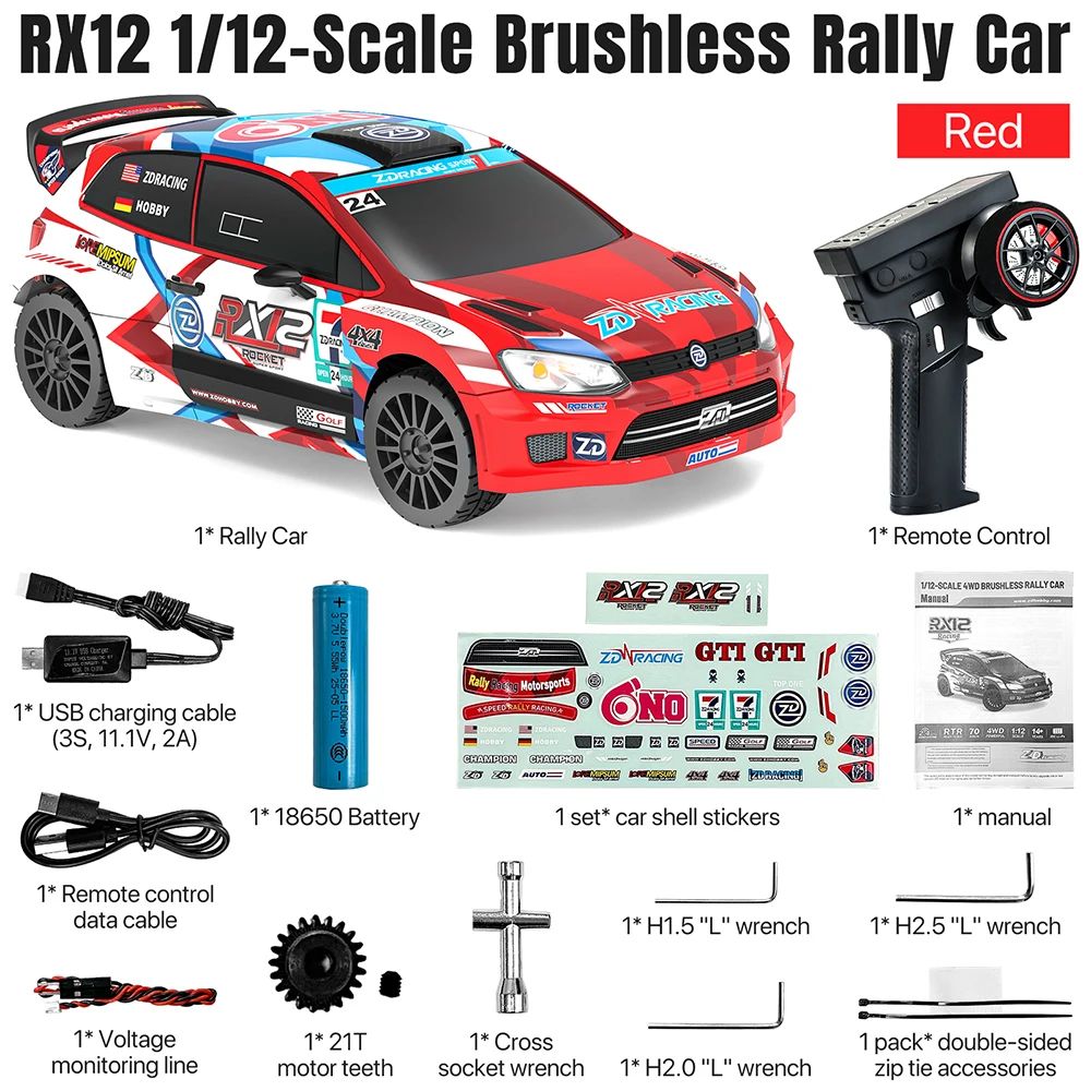 ZD Racing RX12 бесщеточный внедорожник 1:12 (4WD, 70 км/ч). Комплект ...