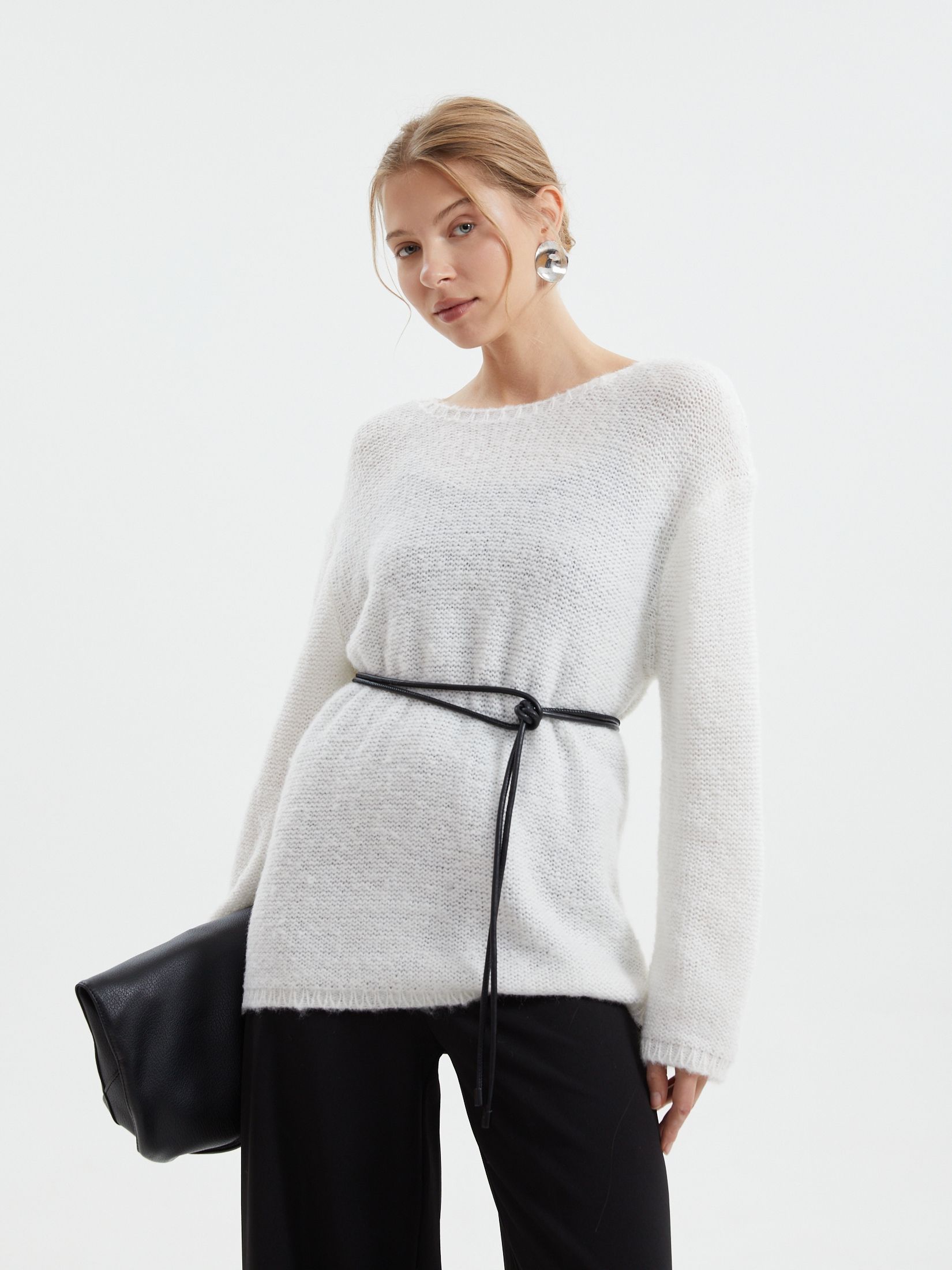 Свитер Женский nice&easy слоновая кость Шерсть, Полиэстер, размер 50 ...