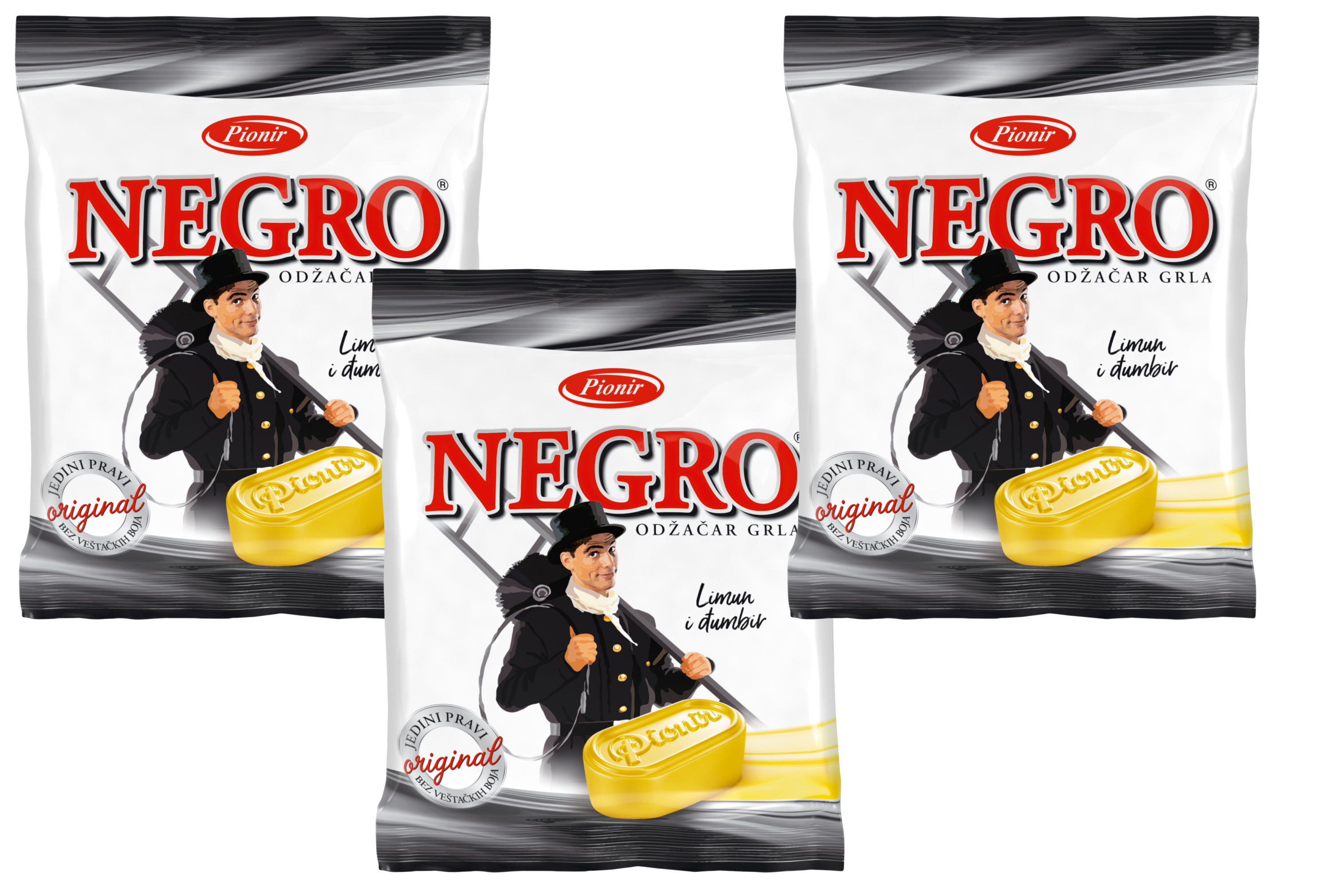 Конфеты леденцовые со вкусом лакрицы, лимона и имбиря Pionir NEGRO ...
