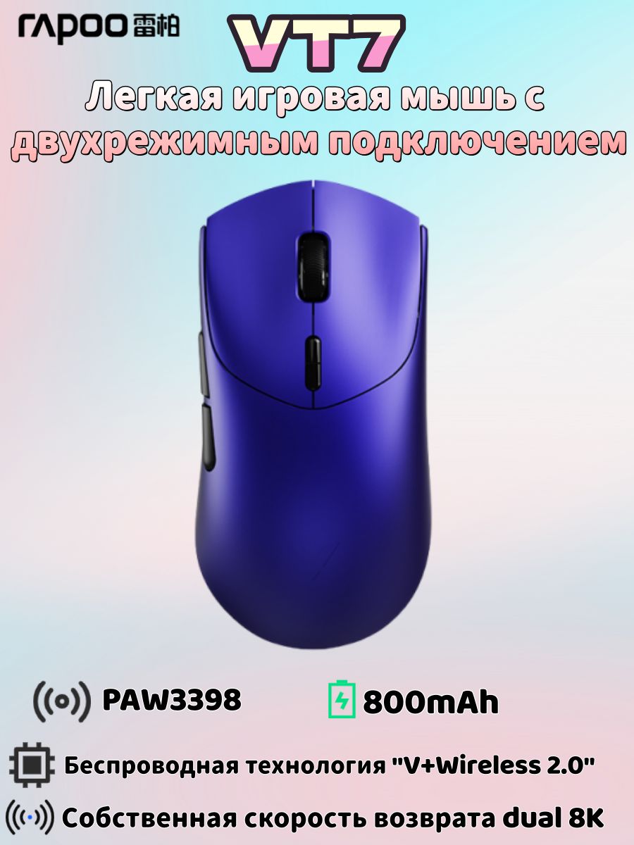 Игровая мышь беспроводная RAPOO беспроводная vt7 , синий,Rapoo купить c ...