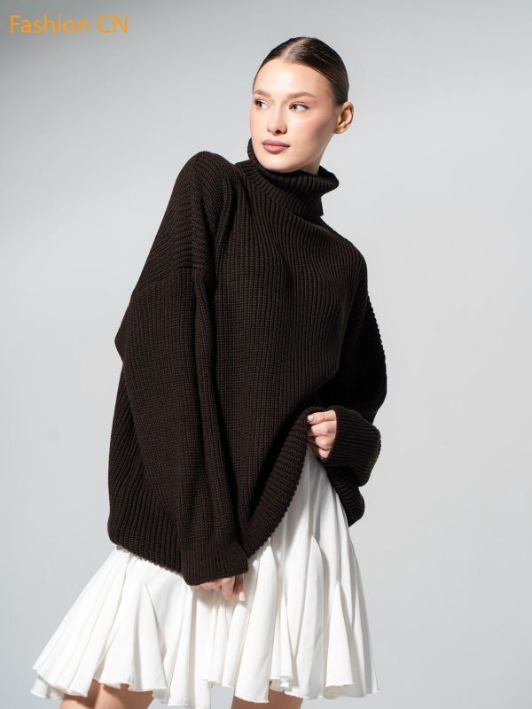 Свитер Женский Fashion CN шоколадный Акрил, Шерсть, размер 44, 50 Без ...