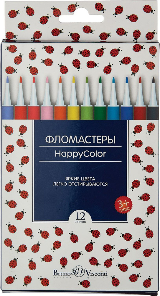 Фломастеры 12 цветов "HAPPYCOLOR" 4 вида (32-0023) - купить с доставкой ...
