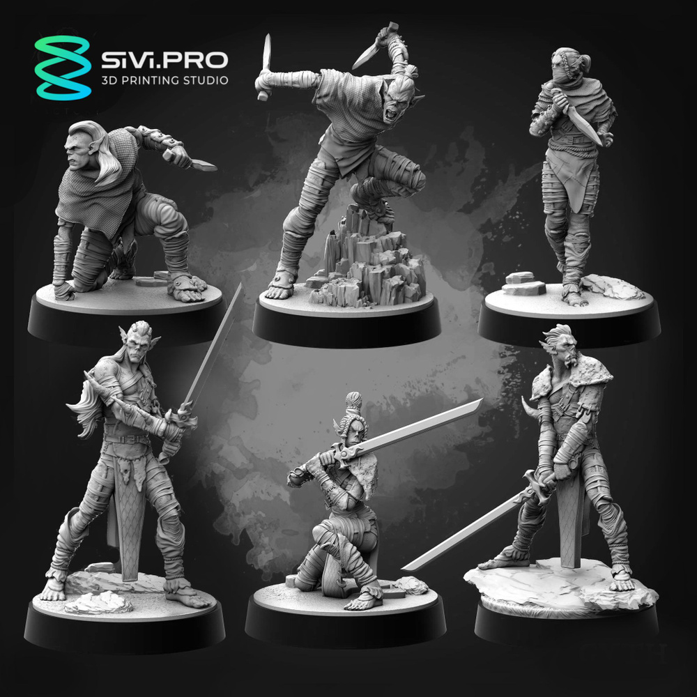 Набор миниатюр для настольных игр ДнД (DnD, Pathfinder) Гиты-разбойники ...