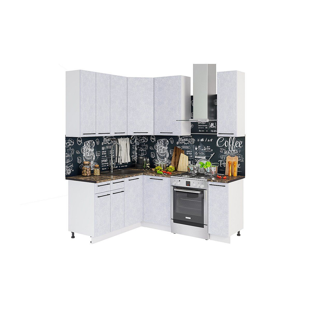 Модульная кухня Нувель 1 6х1 4м Н бетон белый купить C доставкой на