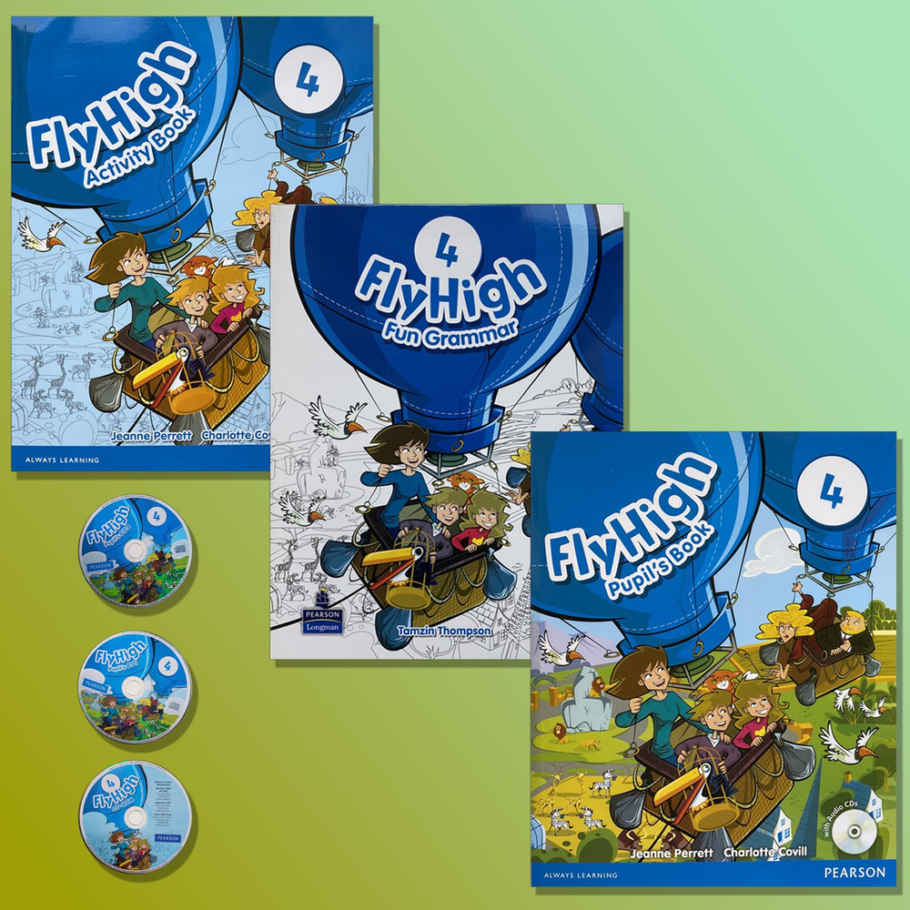 Fly High 4 + Fun Grammar, (учебник, раб.тетрадь, грамматика и 3 диска ...