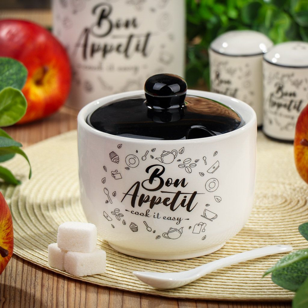 Daniks Сахарница с ложкой и крышкой доломит, 500 мл купить на OZON по низкой цене (1661107130)