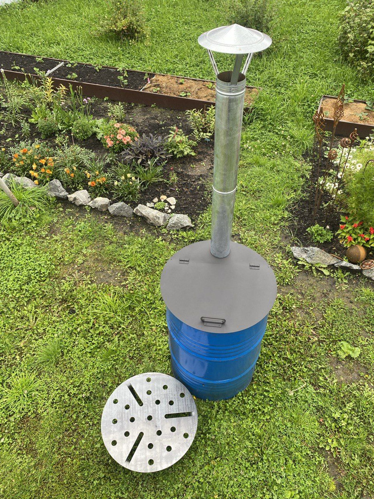 Комплект крышка на бочку для сжигания мусора 610 мм, сталь 1,5 мм и ...