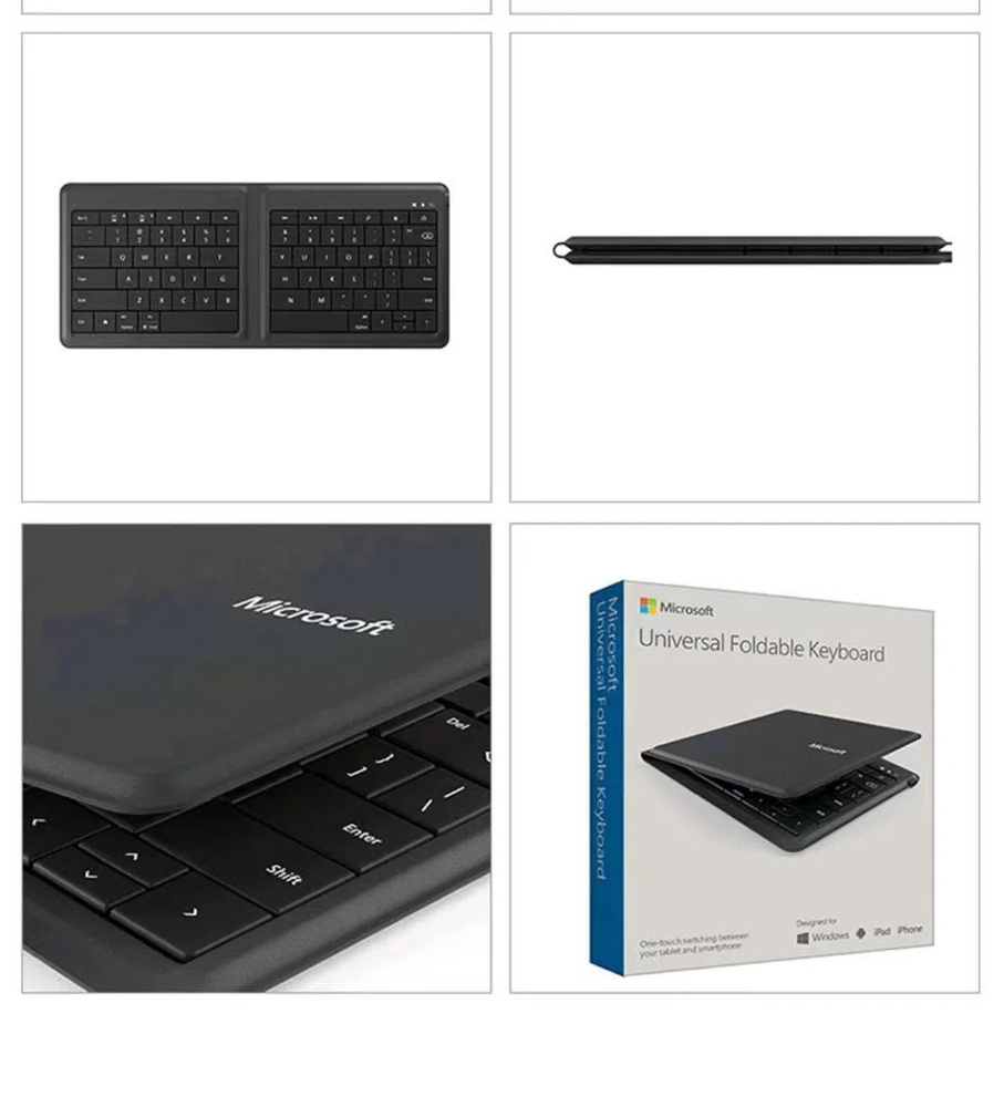 Клавиатура беспроводная crosoft Universal Foldable Keyboard, Английская раскладка, черныйMI ...