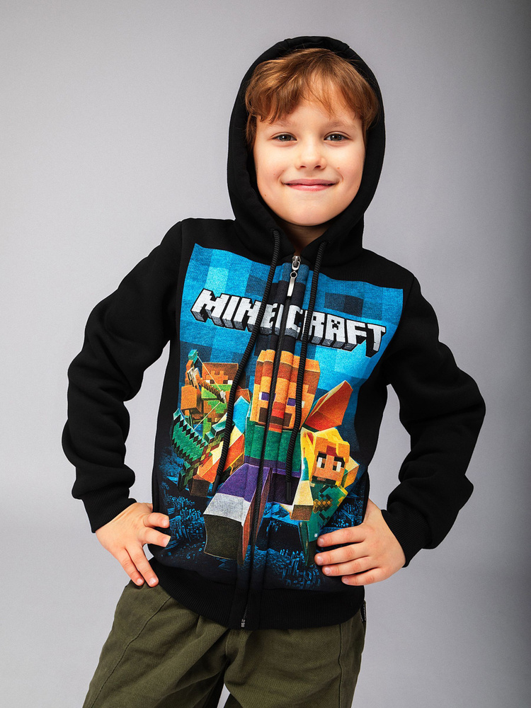 Толстовка Мальчики KyKy wear черный Молния Хлопок, Полиэстер, размер 140, 146 Россия купить c ...