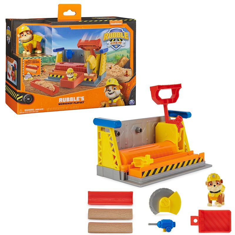 Spin Master Nickelodeon Paw Patrol Rubble Crew Rubble Workshop Playset ...