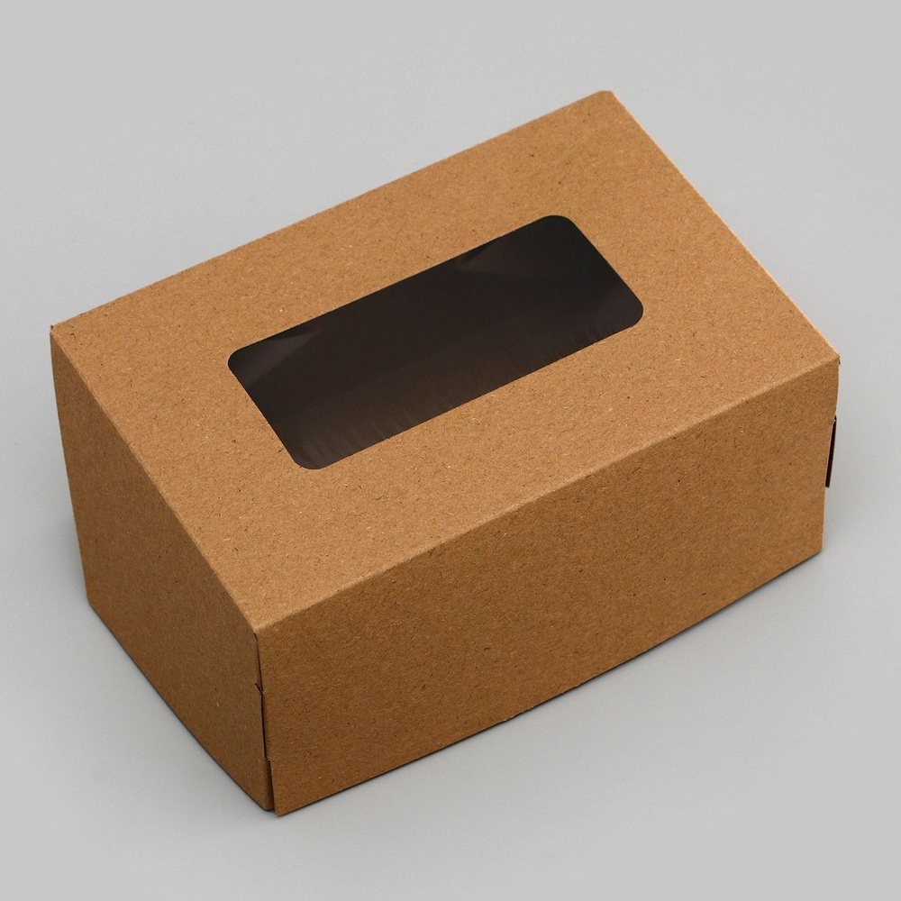 Коробка складная, с окном, крафт, 15 х 10 х 7 см, 10 уп купить на OZON ...