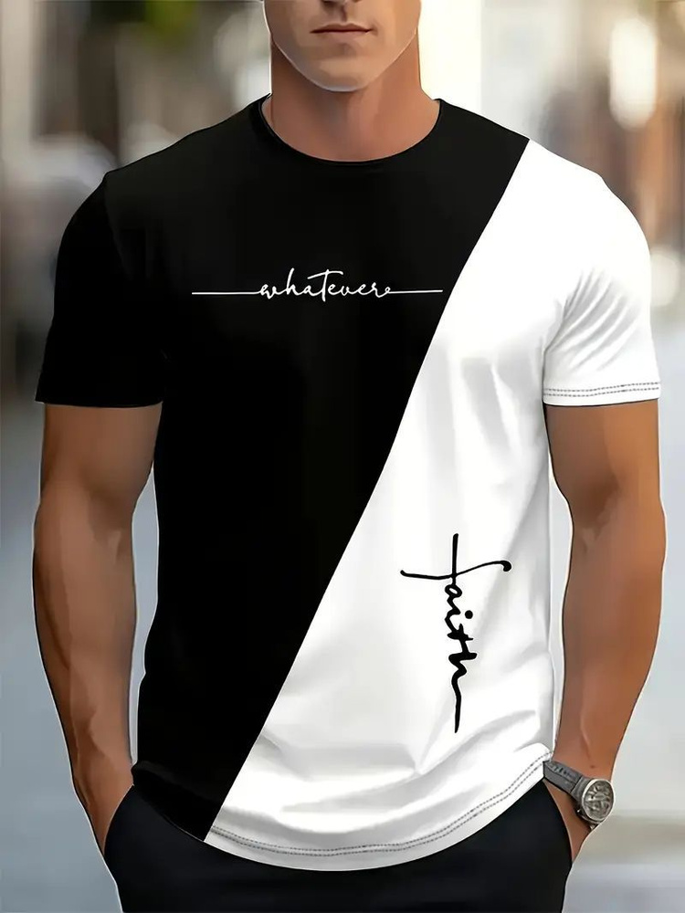 Футболка Мужской Женский бело серый Короткий размер 60 Полиэфирное волокно Геометрический