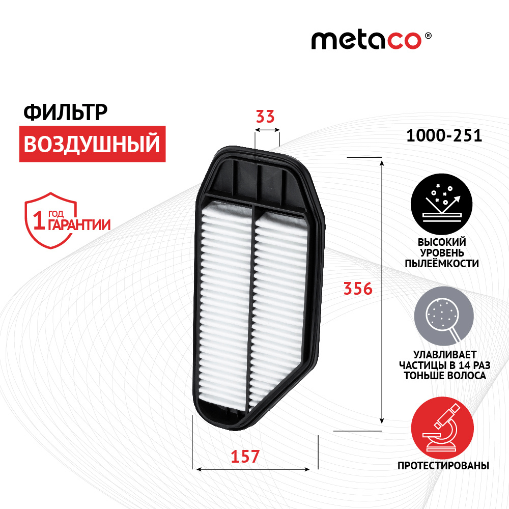 Фильтр воздушный METACO Chevrolet Шевроле Spark Спарк 42390126 42390126 ...