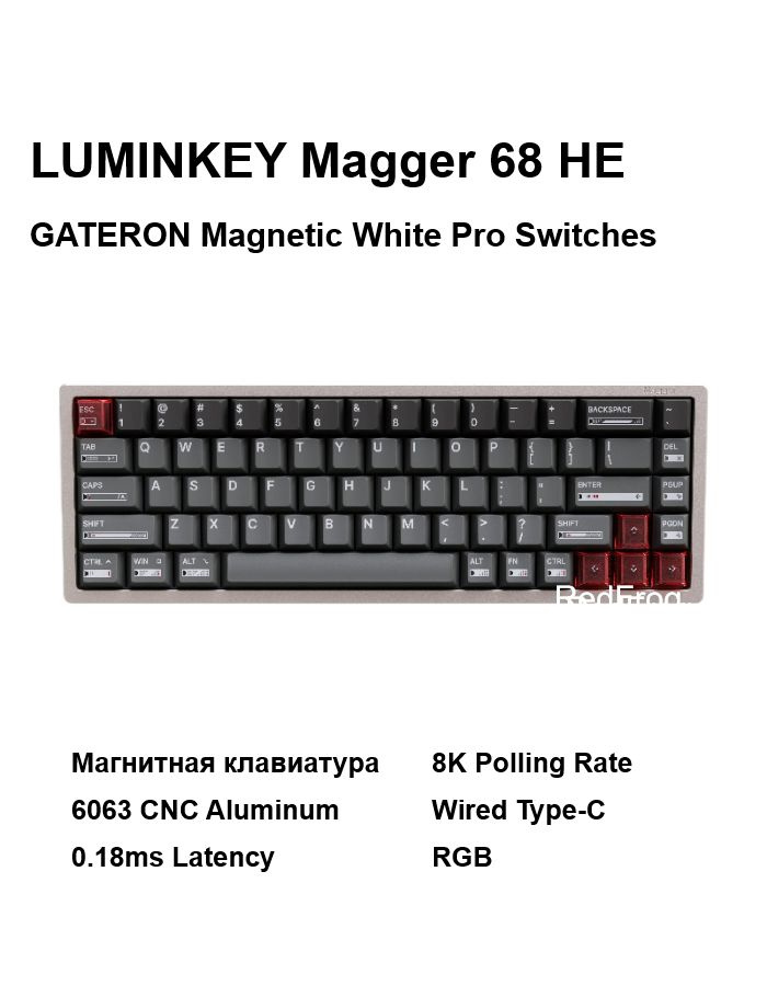 LUMINKEY Игровая клавиатура проводная Magger 68 HE, GATERON Magnetic ...