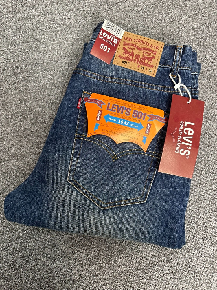 Джинсы Мужской Levi's темно-синий Деним, размер 36 Пуговицы Средняя Не указана На любой сезон ...
