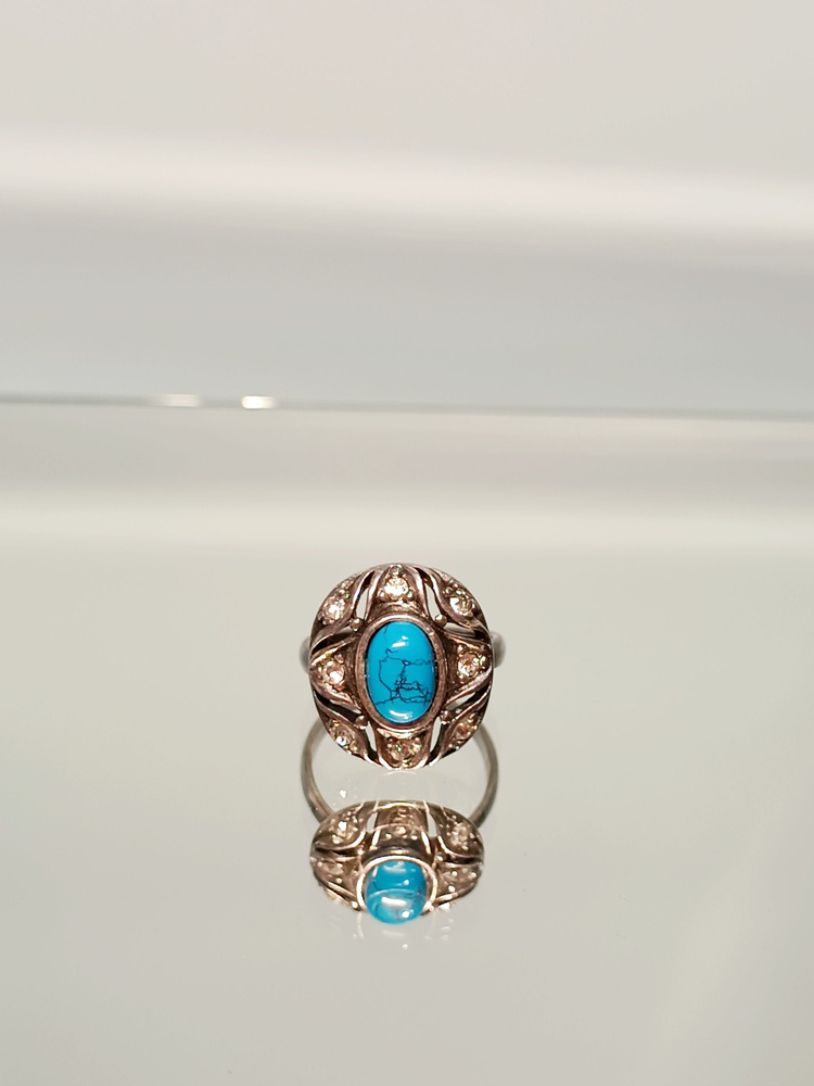 Кольцо с бирюзой и кристаллами Swarovski от Jenavi купить на OZON по ...