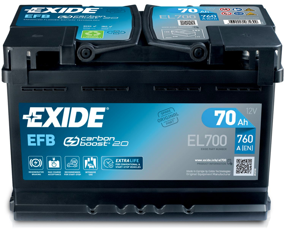 Автомобильный аккумулятор Exide Start-stop EFB EL700 купить на OZON по ...