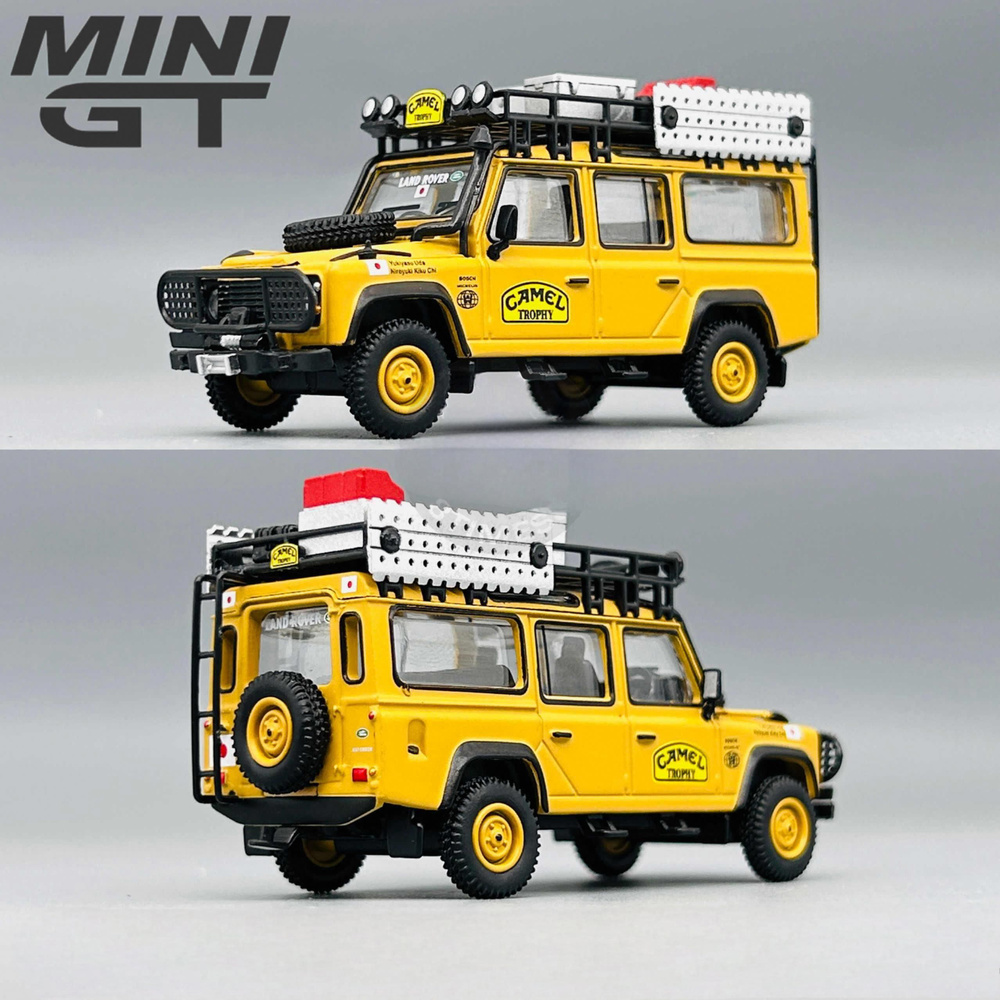 Машинка MINI GT 1/64 Land Rover Defender 110 1989 Camel Trophy Amazon ...