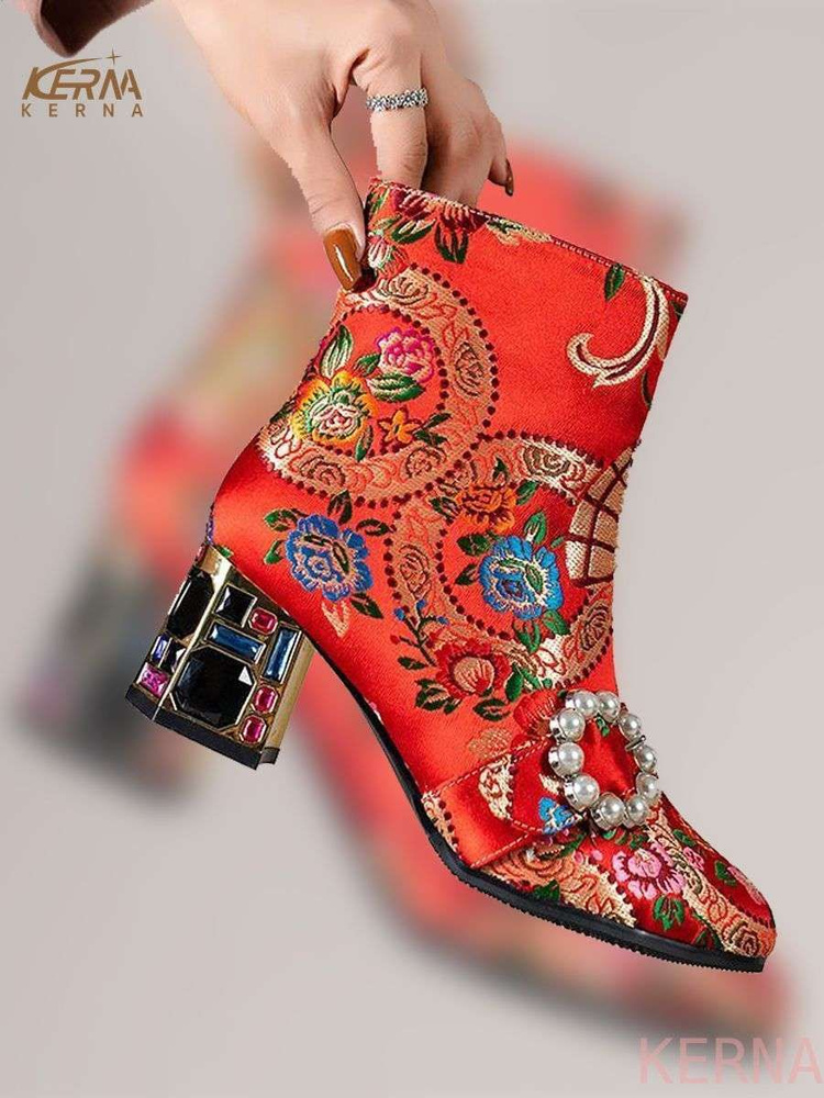 Казаки Мужской, Женский KERNA, размер 41 рубиновый На любой сезон R (средняя) Толстый каблук ...