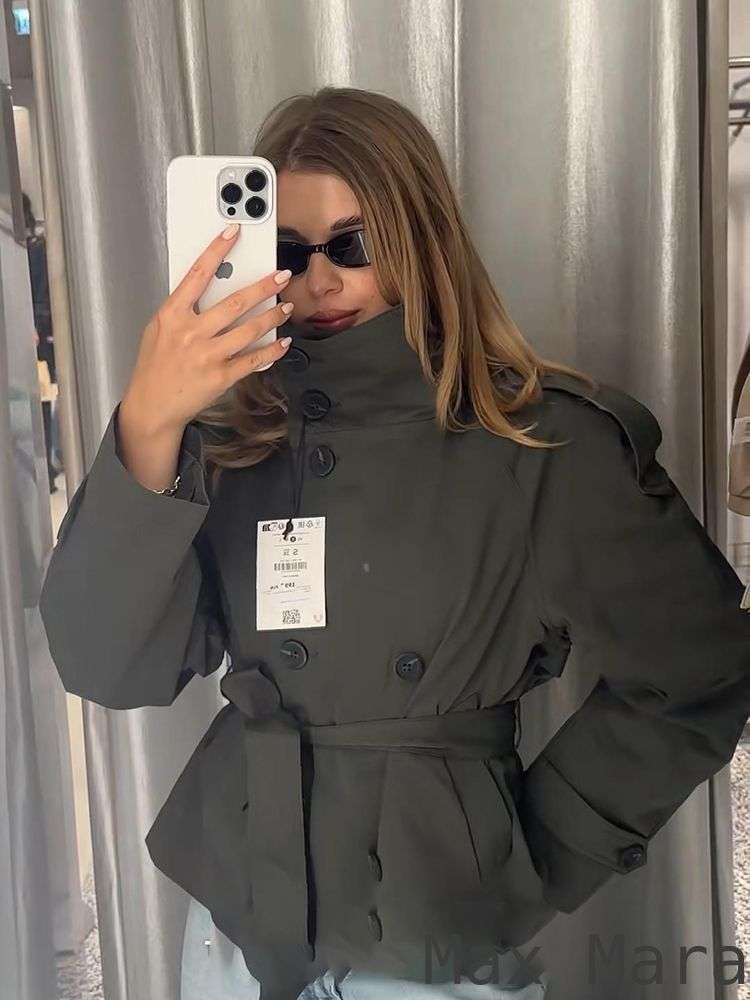 Плащ Женский Max Mara зеленый Длинный лацканы Манжеты, Воротник, размер 44 Политекс Китай ...