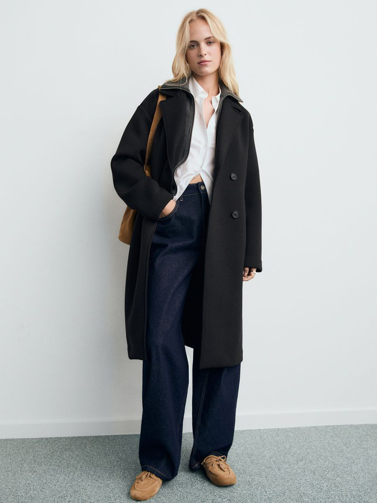 Пальто Женский MANGO черный, размер 50, 52 Демисезон купить c доставкой на OZON по низкой цене ...