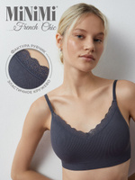 Топ Женский Minimi бирюзовый, размер 42, 44 В рубчик Китай Без застежки Однотонный купить c ...