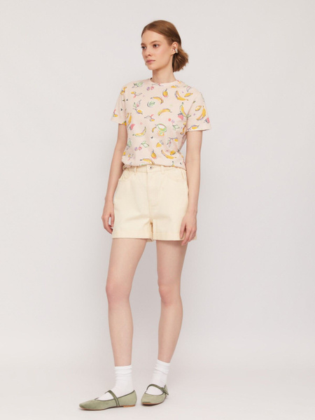 Шорты Женский Zolla Повседневный слоновая кость, размер 50 Хлопок, рост 164-176 купить c ...