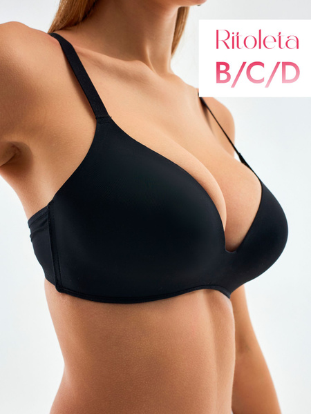 Бюстгальтер Женский Ritoleta без косточек, размер 85D черный Полиэстер, Эластан Повседневный ...