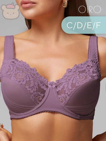 Бюстгальтер Женский OIRO мягкая чашка на каркасе, на косточках, размер 95F сиреневый Нейлон ...