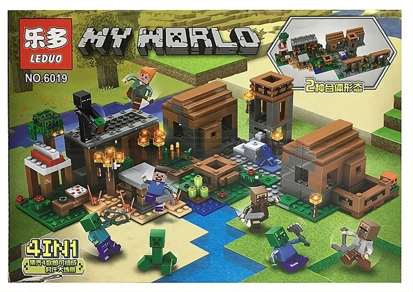 Конструктор Майнкрафт Деревня с жителями, Набор 4 в 1, 803 детали My World, Minecraft купить на ...