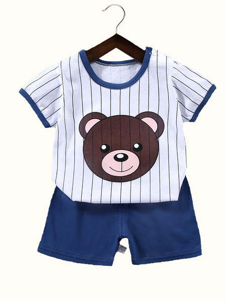 Домашний комплект Девочки, Мальчики BCATON Хлопок, размер 90 белый Транспорт Короткий облегающий ...