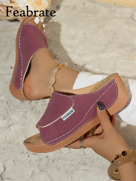 Шлепанцы Женский Feabrate, размер 39 Полиуретан Толстая подошва, Круглый нос R (средняя) Без ...