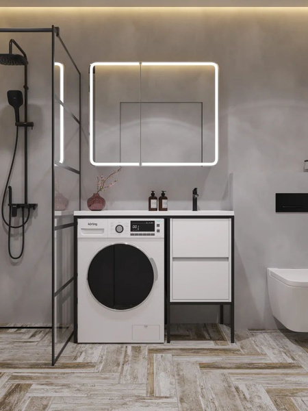 Раковина над стиральной машиной STWORKI Флом SFnS1100R 110 см, с кронштейном, прямоугольная, из ...