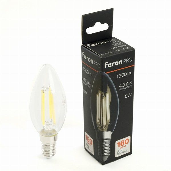 Лампа светодиодная led Feron.PRO LB-1208 Свеча E14 1300LM 8Вт 175-265В 4000K 51248 - (упак. 10 ...