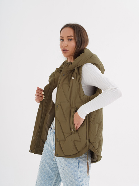 Жилет утепленный Женский KSV&HUV Капюшон, Карманы шоколадно-коричневый, размер 48, 50 Полиэстер ...