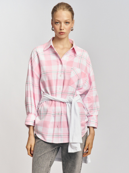 Рубашка Женский Zolla розовый Длинный Хлопок, размер 44 Китай, рост 164-176 купить c доставкой ...