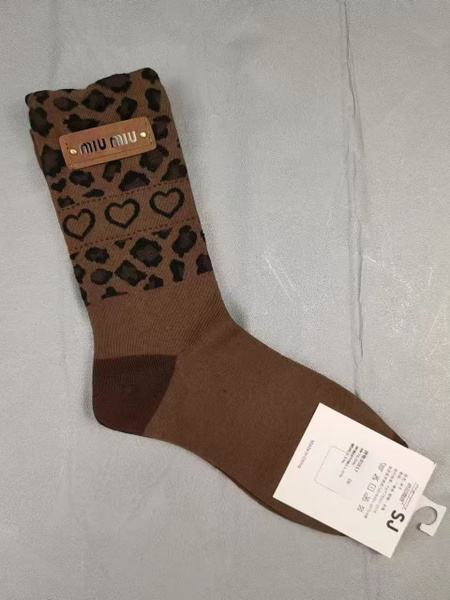 Носки Женский Miu Miu размер универсальный Стрейч коттон Бег На любой сезон темный хаки
