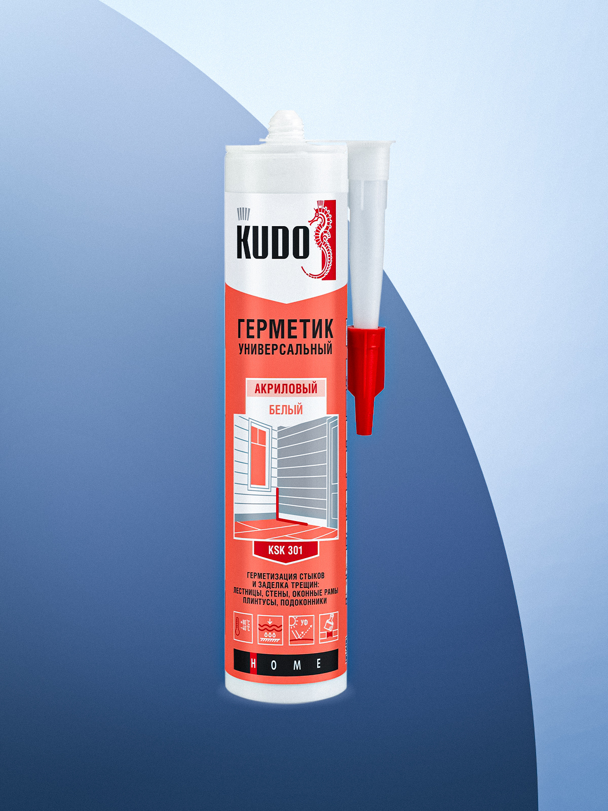 Герметик акриловый для дерева и ламината 280мл, замазка универсальная белая для окон KUDO KSK ...
