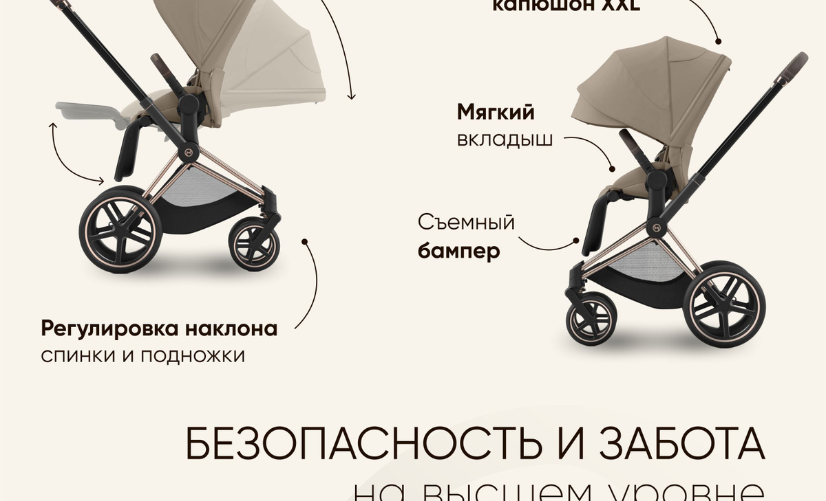 Cybex Priam IV 4 в 1 Matt Black цвет Off White с автокреслом Cloud T i ...