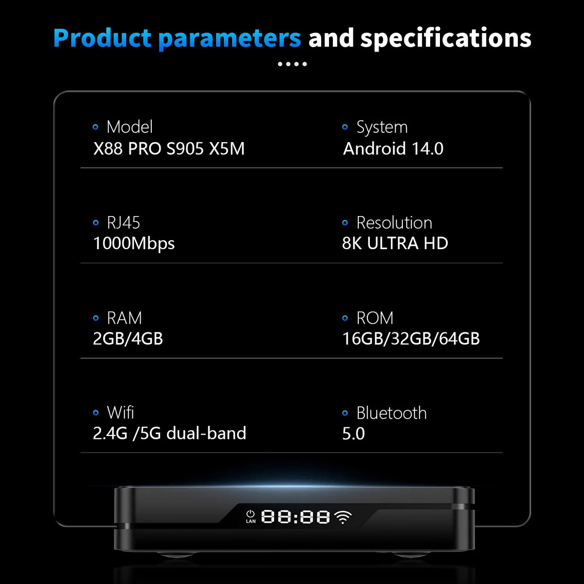 X88 PRO X5M Android 14 TV Box Amlogic S905X5M HDR 8K Dual Wifi BT5.0 ...