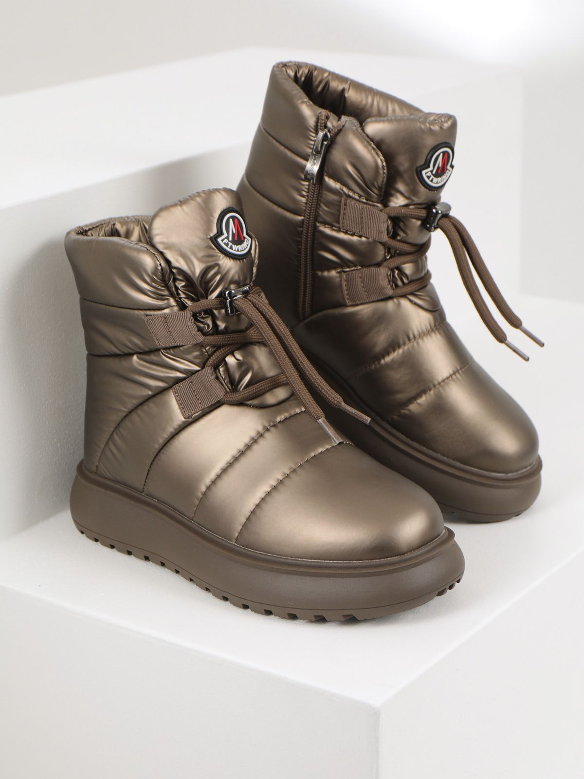 Дутики Женский Covani бронза Текстиль Зима Молния 6 Россия Толстая подошва, Съёмная стелька ...