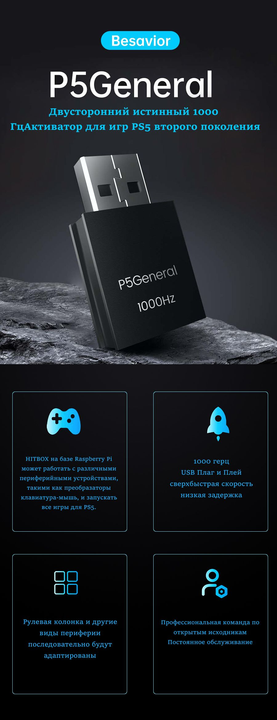 Besavior P5General Активатор для игр PS5 Плаг и Плей, совместим с XIM ...