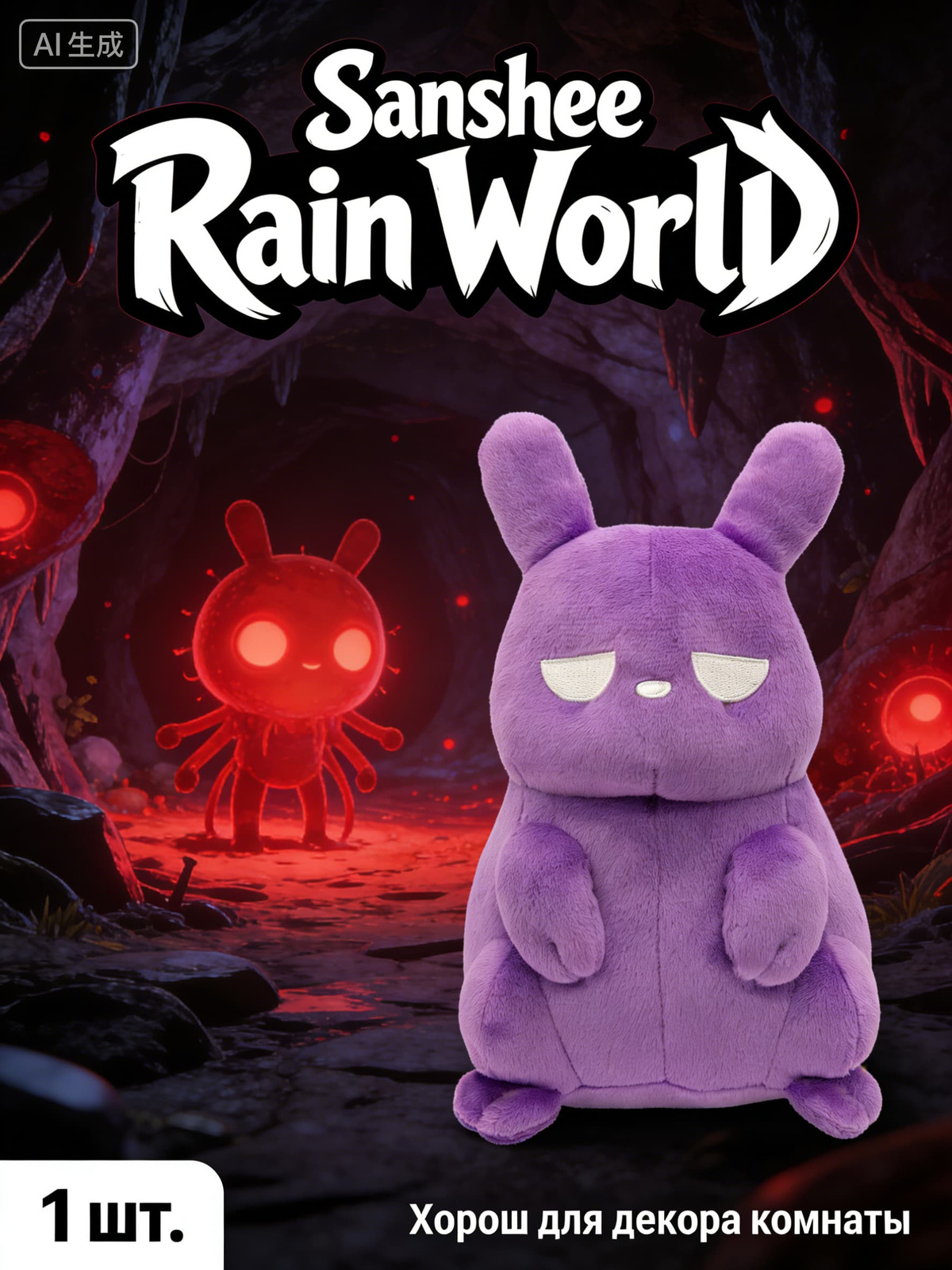 Плюшевая игрушка "Purple Slugcat" (из игры Rain World, коллекционная ...