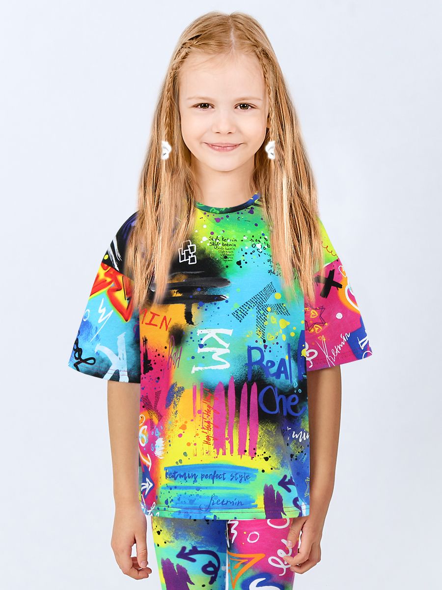 Футболка Девочки, Мальчики KETMIN бирюзовый, розовый Короткий, размер ...