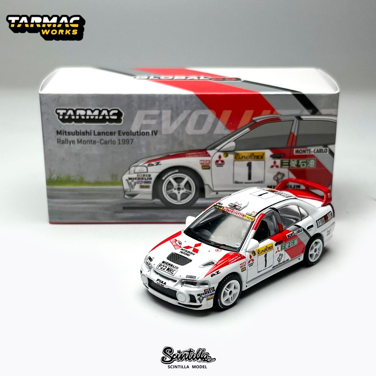 Машинка Tarmac works 1/64 #Mitsubishi Lancer Evo IV 1997 #1 Литой под ...