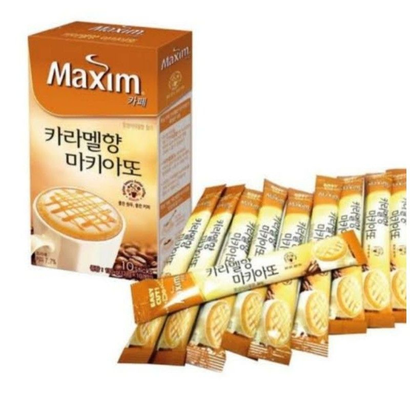 Maxim Cafe Caramel Macchiato Coffee Mix Корейский кофе со вкусом ...