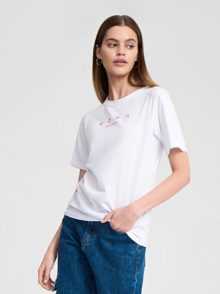 Футболка ozon merch, размер 48, цвет белый, 100% хлопок - купить по ...