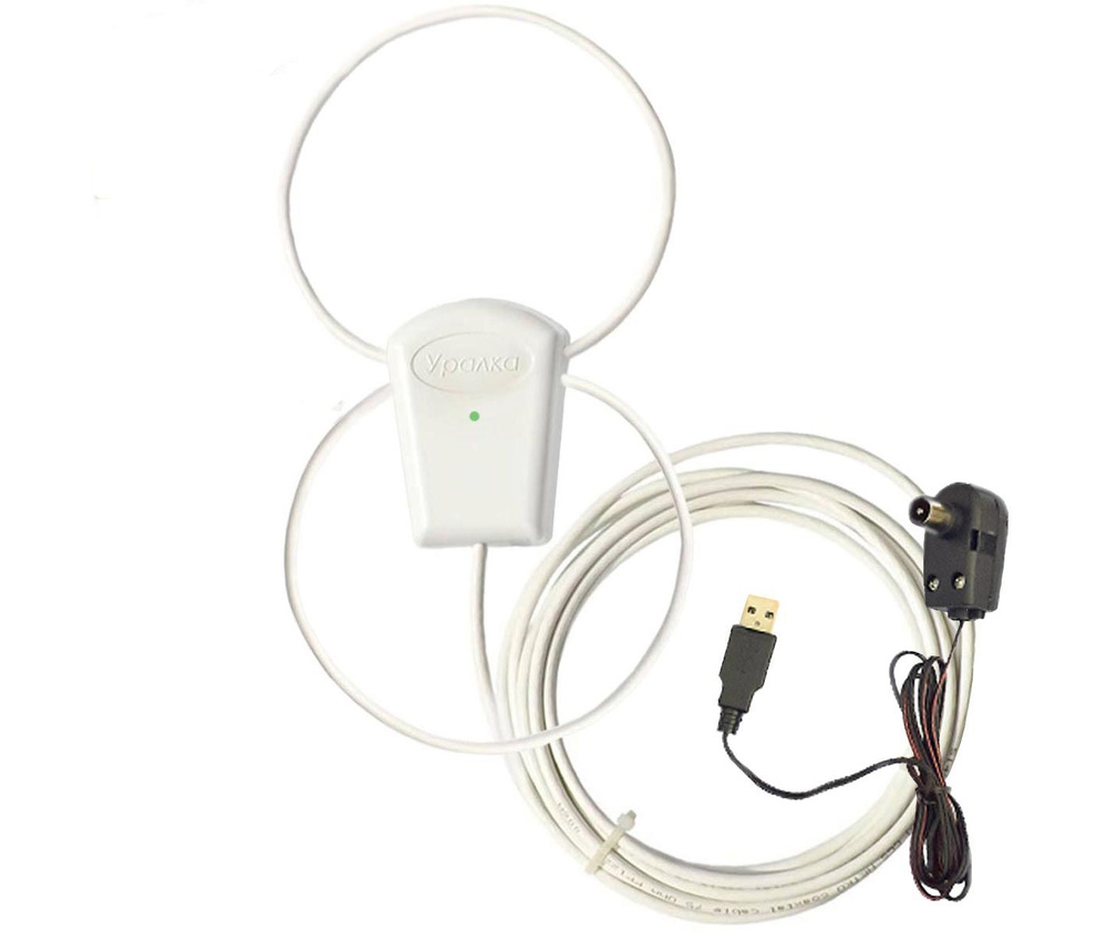 Антенна для цифрового телевидения Уралка LED УР-5ДУ с усилителем и ...