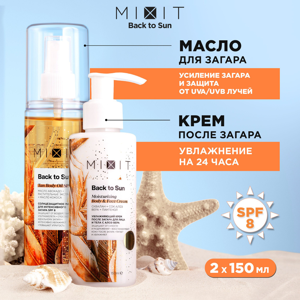 MIXIT Набор для лица и тела: солнцезащитное масло - спрей с SPF8 и крем ...